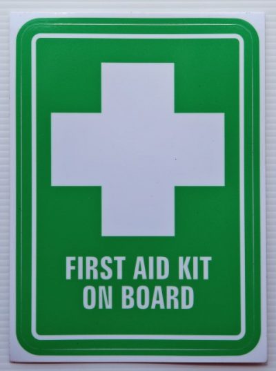 First Aid Kit On Board Vehicle Sticker - $3.20 ea - Heavy Duty Vinyl